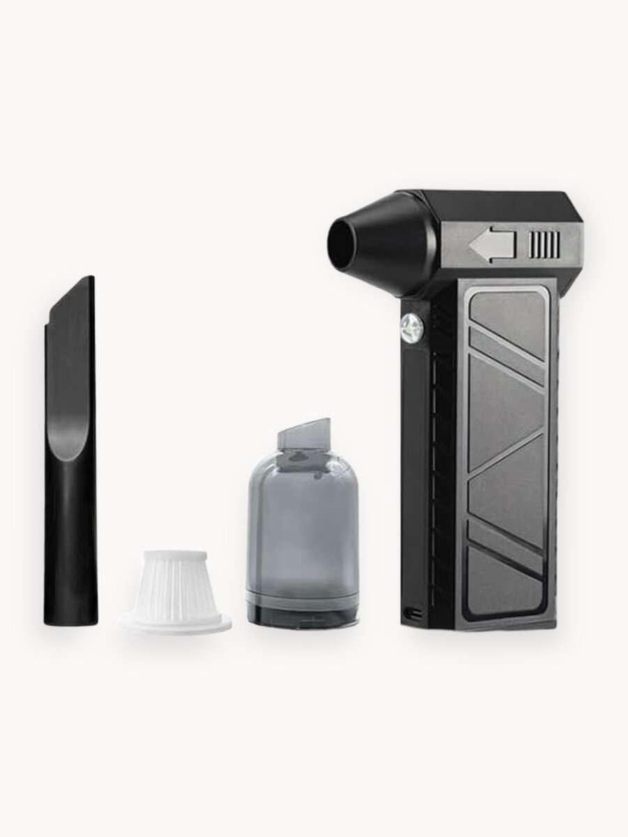 Турбовентилятор (воздуходувка и пылесос 2 в 1), для мангала, с подсветкой, 110000 об/мин, черный (5 насадок)