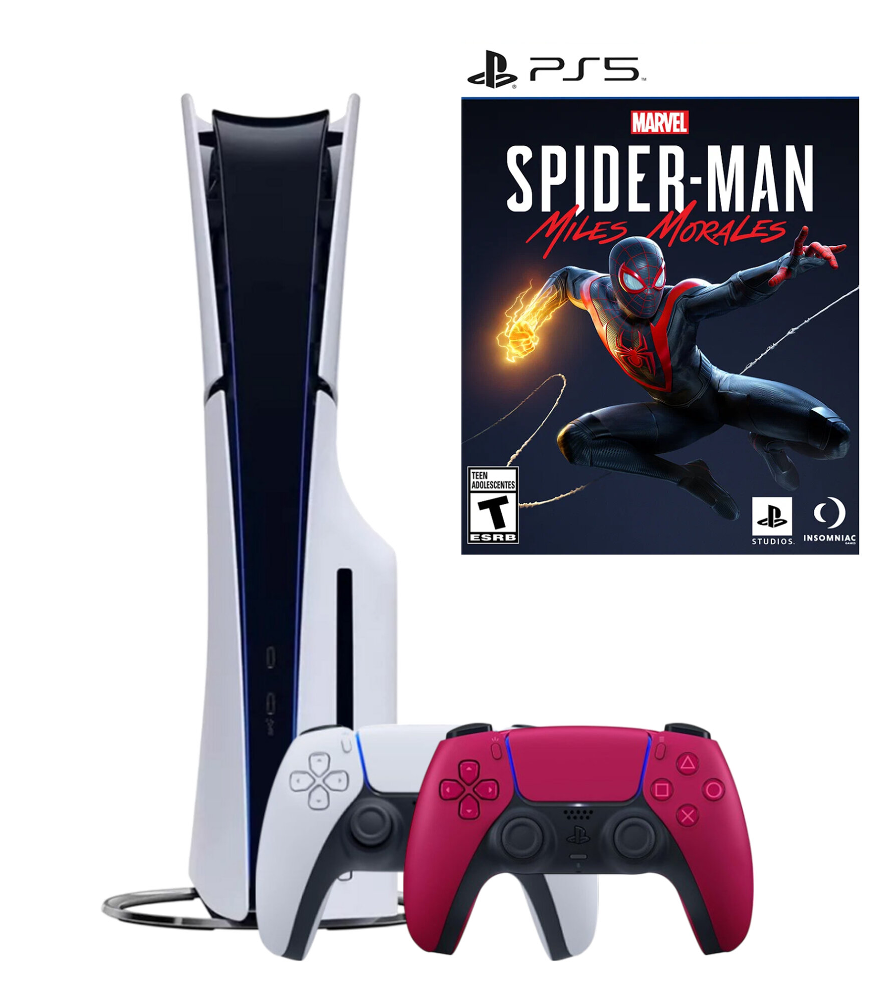 Игровая приставка Sony PS5 Slim + 2й геймпад красный + игра Spider Man Morales