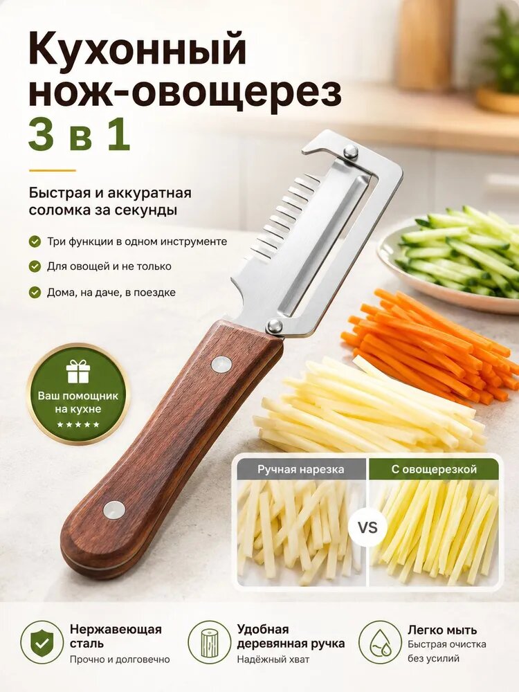 Овощерезка 3 в 1 из нержавеющей стали