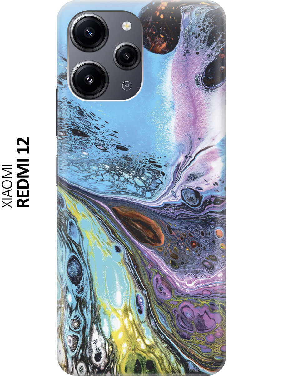 Силиконовый чехол Бирюзовая абстракция на Xiaomi Redmi 12 / Сяоми Редми 12