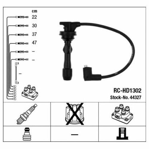 Комплект проводов зажигания Ngk 44327 для Hyundai i10, i20; Kia Picanto, Rio III