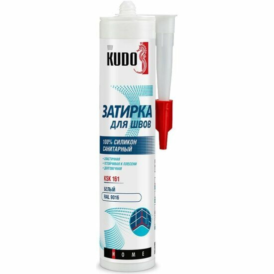 Герметик-затирка силиконовый Kudo Home KSK-161, санитарный, белый, 280 мл