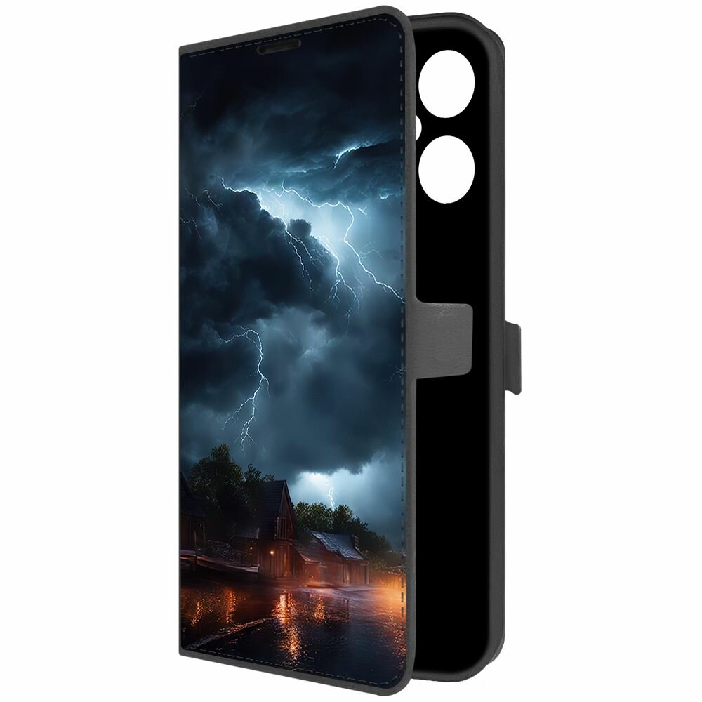 Чехол-книжка Krutoff Eco Book для TECNO Pova Neo 3 Ночная гроза (черный)