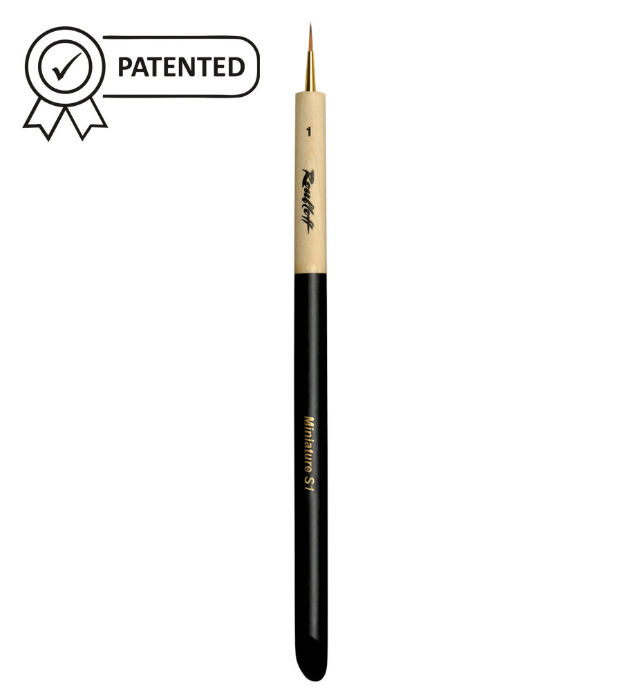 Кисть Roubloff Миниатюра синтетика имитация колонка круглая №1 ручка скошенная утолщенная Miniature S1