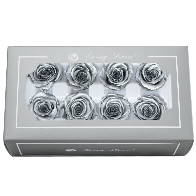 Бессмертный цветок, с головкой розы, 4-5см, серебристый