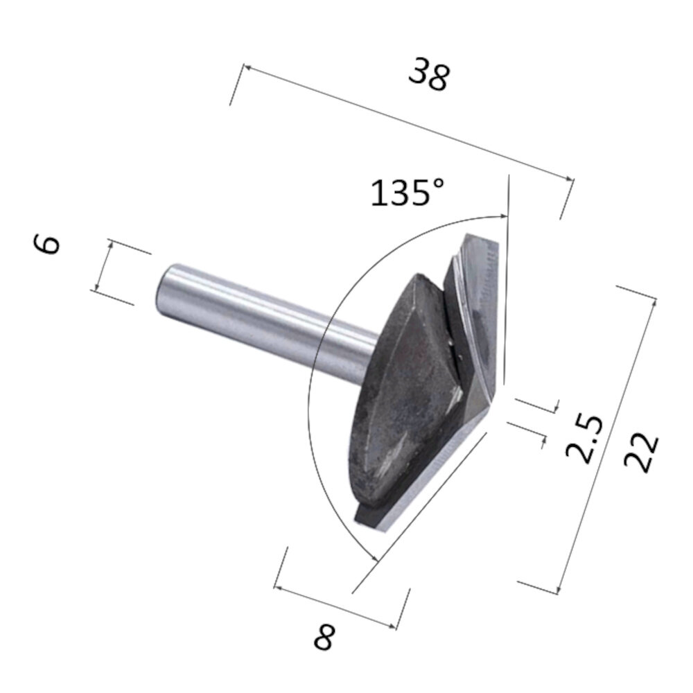 Фреза DJTOL N2V62213525 V-образная конусная (по дереву, композиту (АКП), пластику)