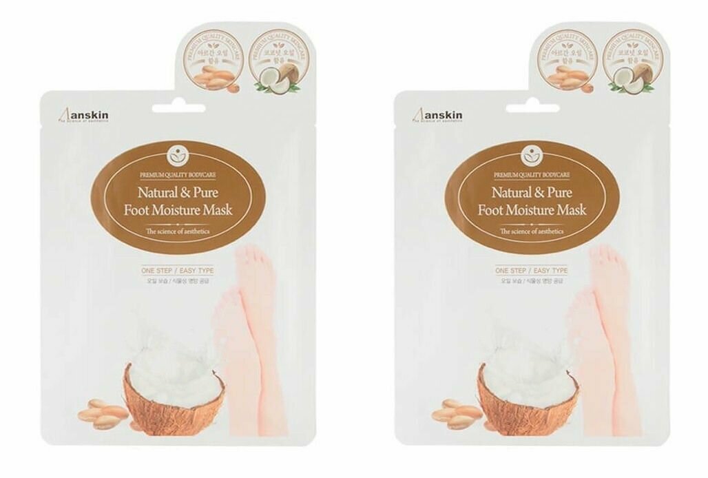Anskin Маска для ног Natural & Pure Foot Moisture Mask, 16 мл - 2 шт.