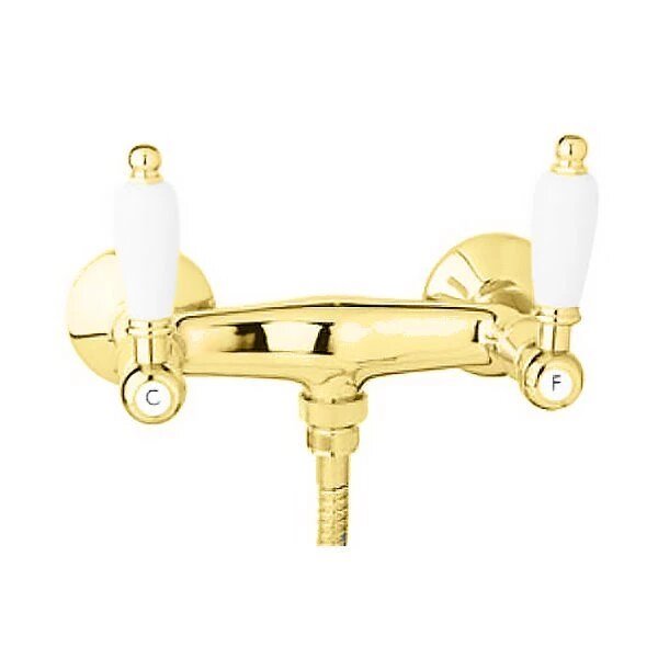 First-ds-03 24-bi смеситель для душа, исполнение золото ручки белые Cezares first-ds-03/24-bi