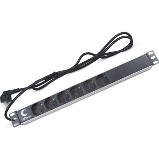 Блок розеток Cabeus PDU-6P-2EU 6шт, 1U, 19", 2м