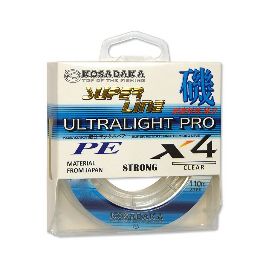 Шнур плетен. Kosadaka "SUPER LINE PE X4 Ultralight PRO" 110м, цв. прозр; 0,04 мм; 2,70 кг