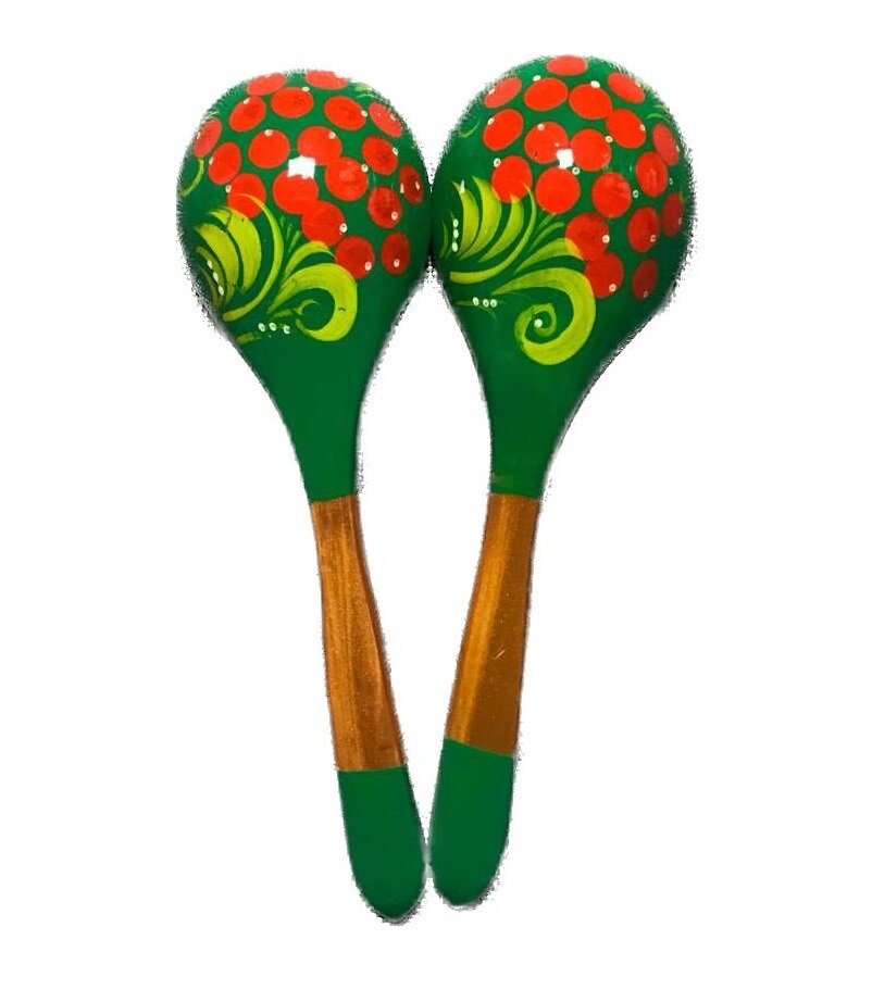 Деревянная ложка салатная разноцветье 200*60 зеленый фон