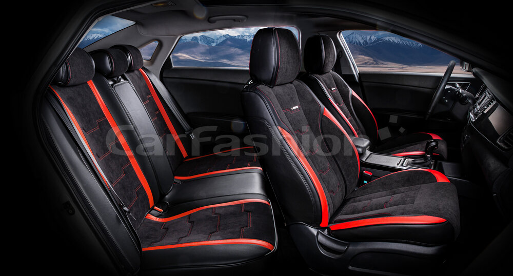 Каркасные чехлы CarFashion Smart Plus красно-чёрные