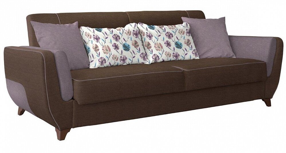 Прямой диван Алекс 2 Коричневый Рогожка, книжка, 240х92х81 см, с ящиком для белья