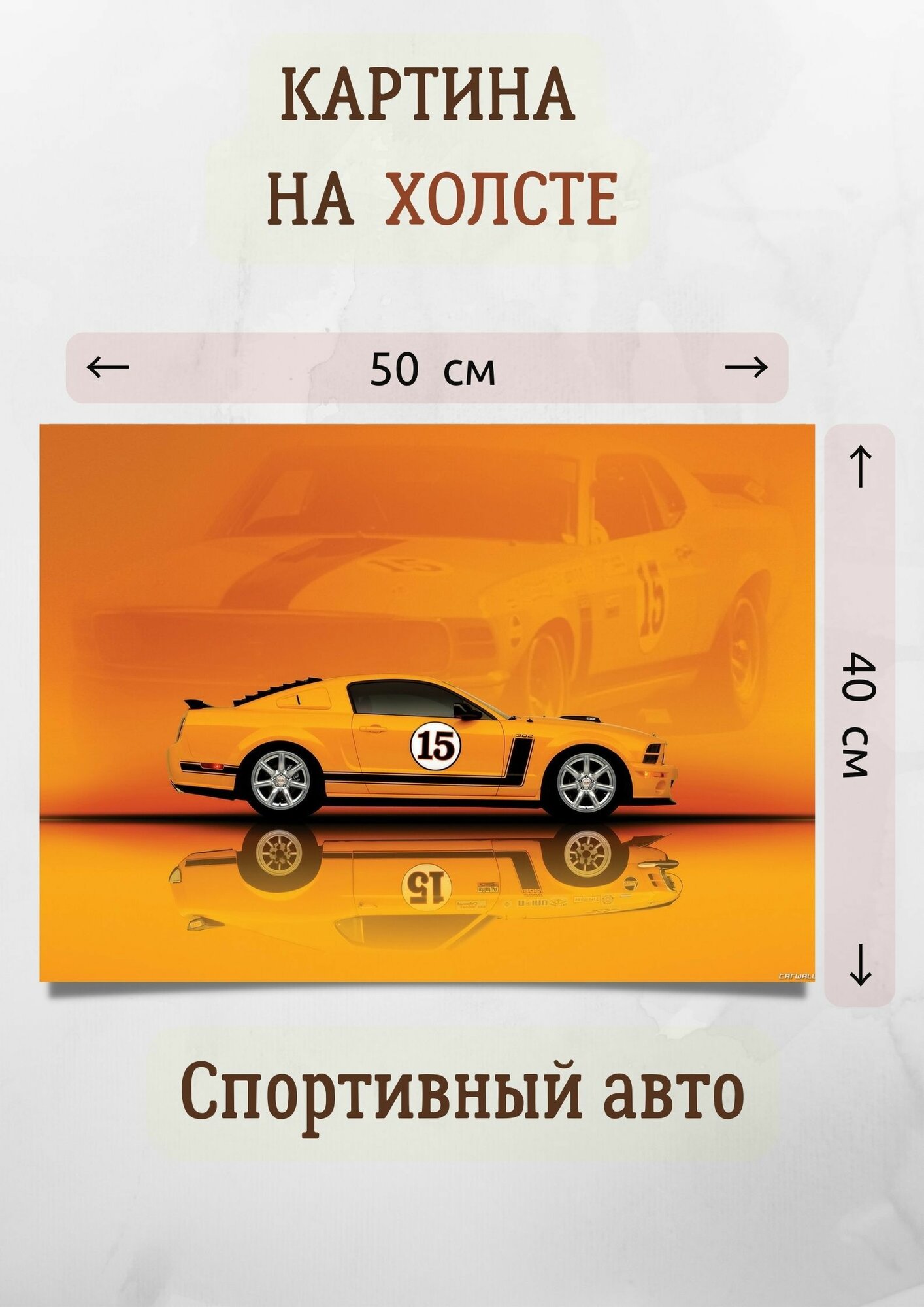 ФотоКартина с автомобилем сбоку интерьерная "Ford Mustang" 50х40