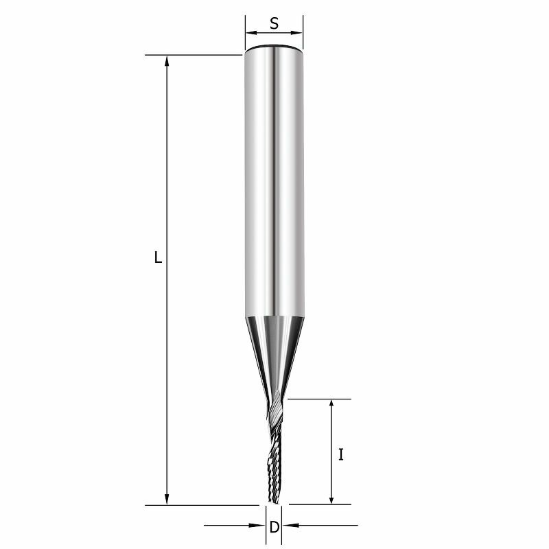 Фреза спиральная Z1 D=2x10x60 S=8 (верхний рез) по древесине, фанере Tideway LC20102108