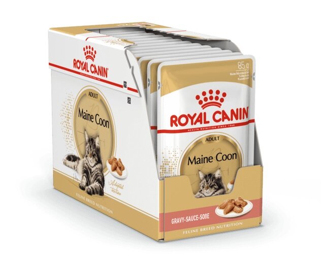 Royal Canin Упаковка 28шт. Паучи Кусочки в соусе для Мейн Куна старше 15 месяцев Maine Coon, 85г*28 2.5 кг