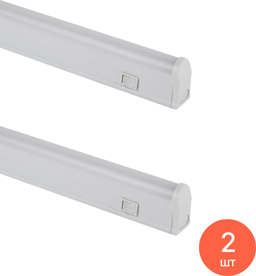 Светильник настенно-потолочный ЭРА LLED-01-12W-4000-W линейный, светодиодный 12Вт IP20 4000К 874х22х37мм, Б0017426 / освещение для дома (комплект из 2 шт)