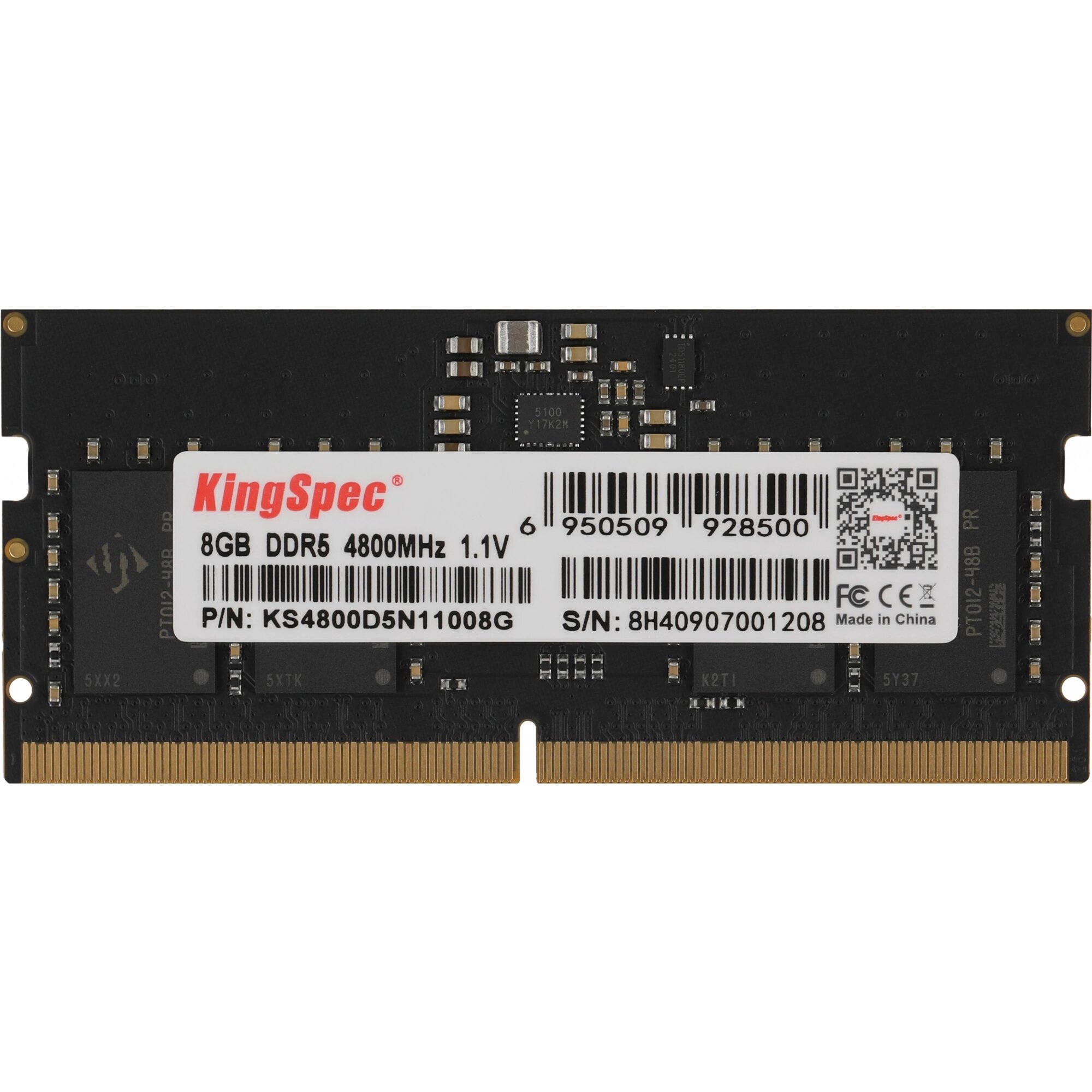 Оперативная память Kingspec DDR5 - 8GB, 4800 МГц, SO-DIMM, CL40, RTL (ks4800d5n11008g)