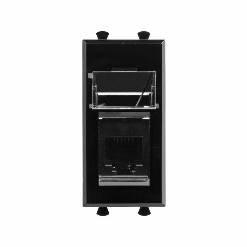 Розетка телефонная Avanti RJ-12 модульная 1 модуль черный квадрат DKC 4402311