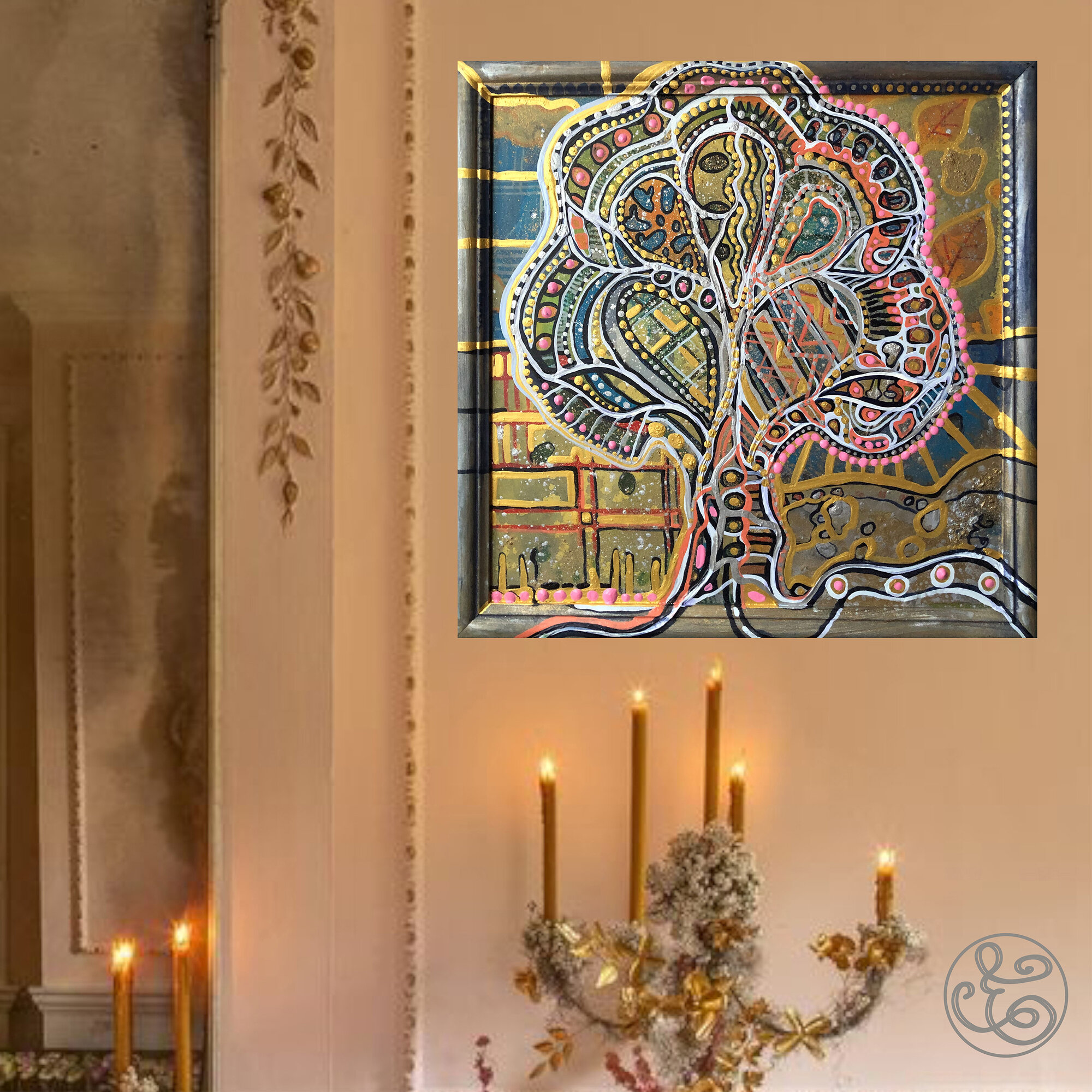 Картина "Золотое дерево", 29x29 см