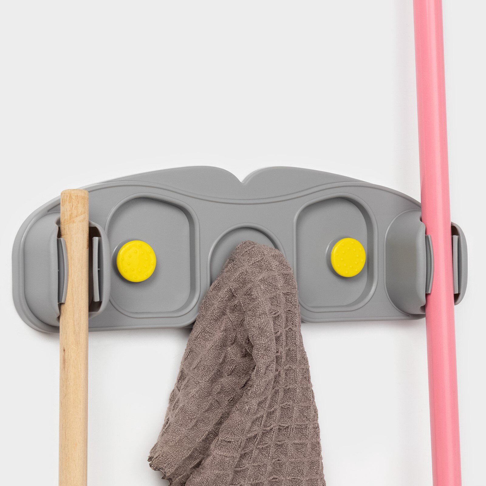 Держатель для швабр, 30×10×5 см, на липучке, с крючком, микс