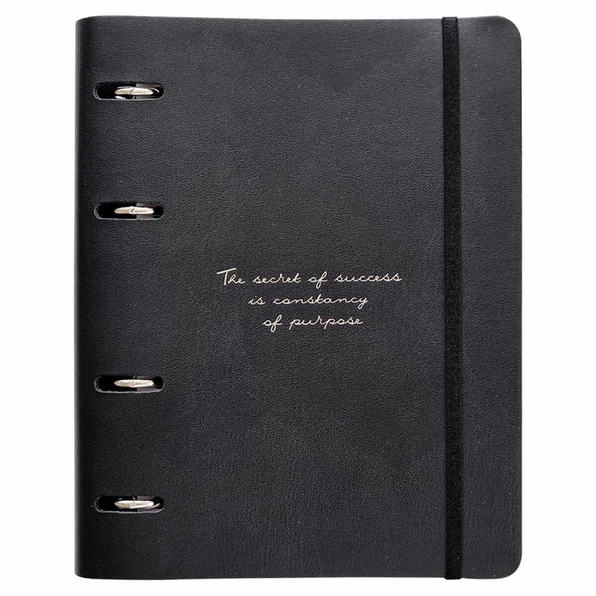 Тетрадь на кольцах 120л, А5 Infolio Study Quote (клетка, кожзам, черный), 10шт.