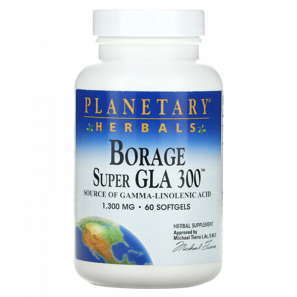 Planetary Herbals, Borage Super GLA 300™, 1300 мг, 60 капсул