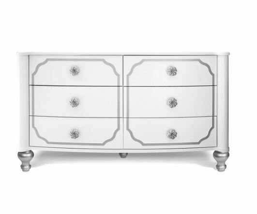 Комод Слониммебель "Вена", классический стиль, белый, 6 ящиков, ЛДСП/МДФ