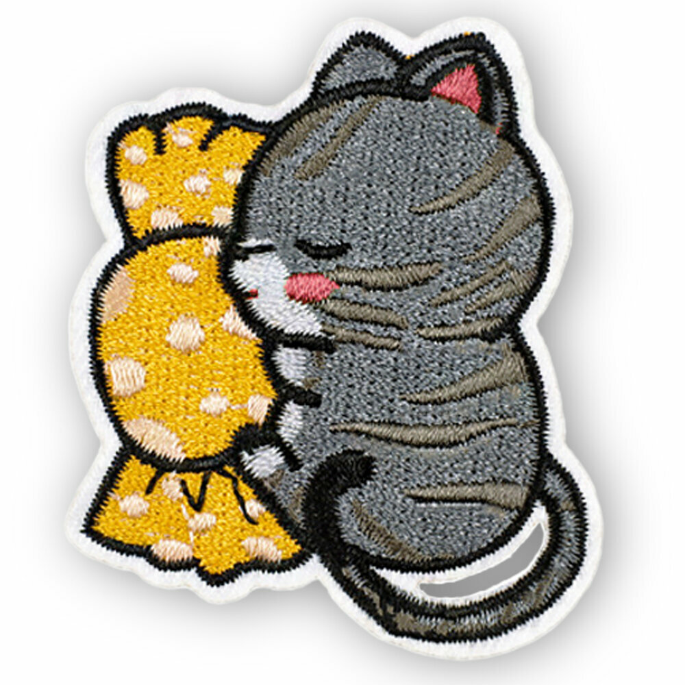 Шеврон на липучке "Котик и конфета" для одежды от Avelcro 4х6