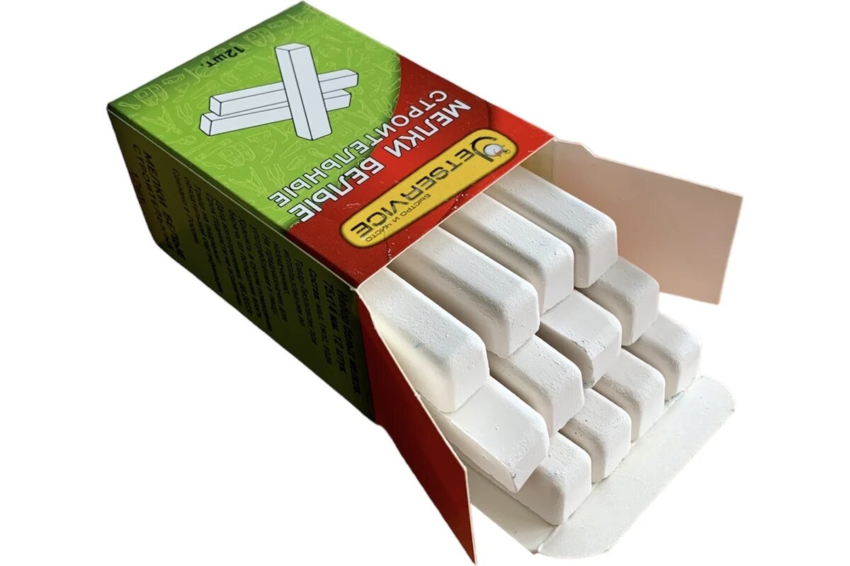 Jetservice Набор белых мелков, 12 шт, код 127514 для рисования на меловых поверхностях