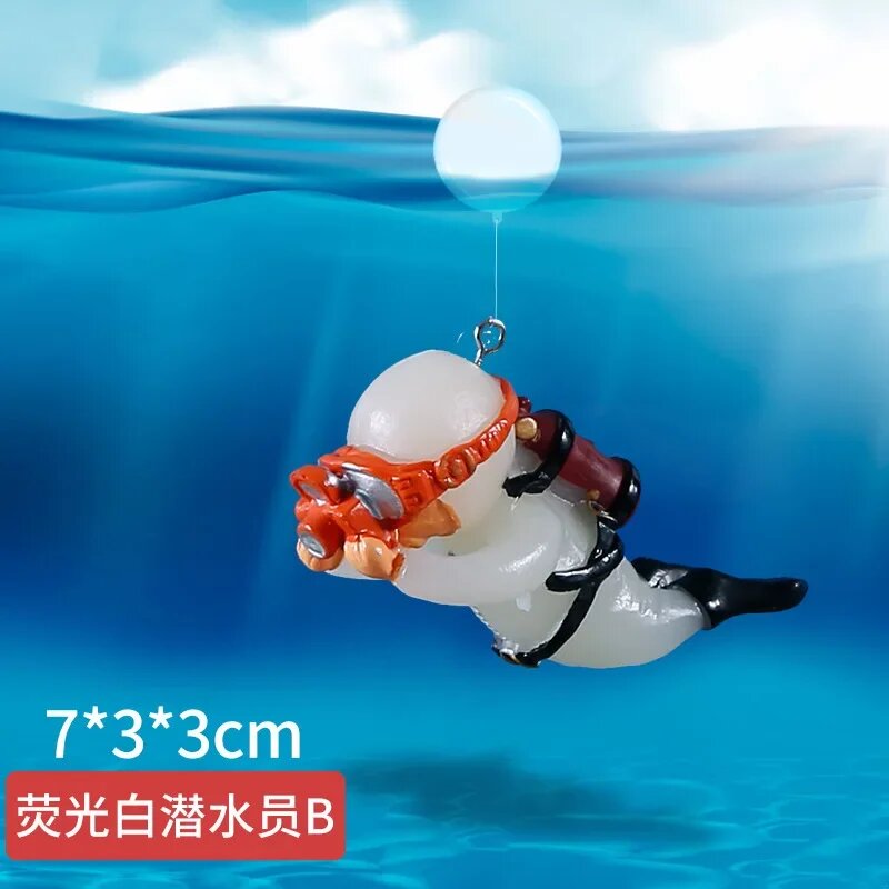 Милые светящиеся зеленые мини-дайверы, имитация плавающего лягушки, кавайные миниатюрные фигурки, украшения для аквариума