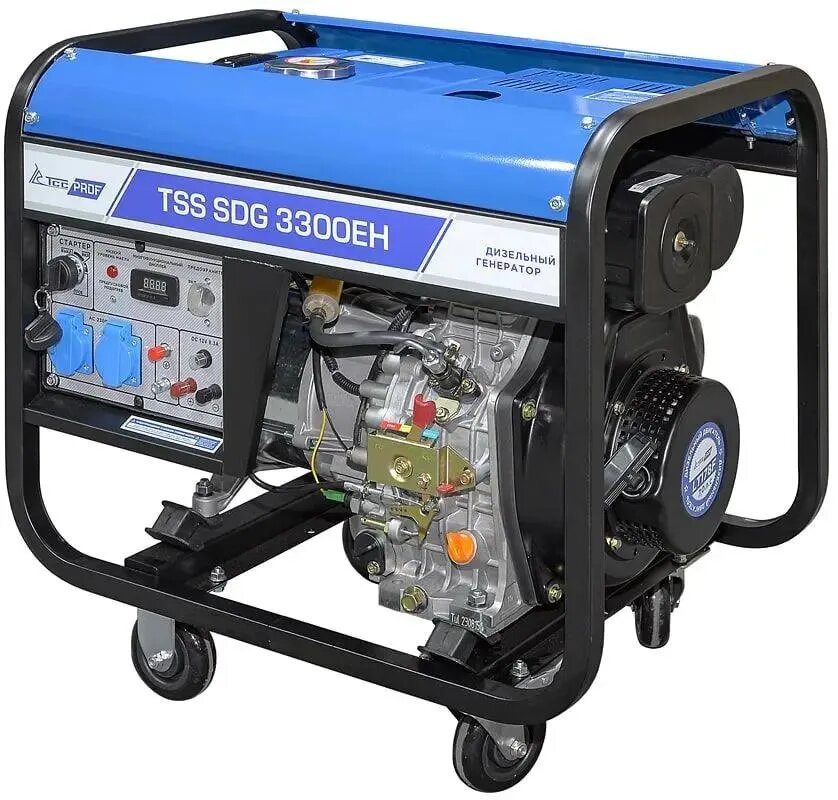 SDG 3300EH / Дизельный генератор ТСС SDG 3300EH, 220/12 В, 3.3кВт, на колёсах с АКБ [100044]