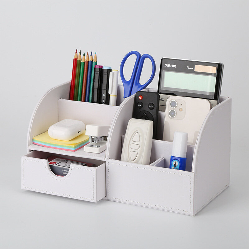 Держатель ручки, многофункциональный, офисный, белый, цельная кожа