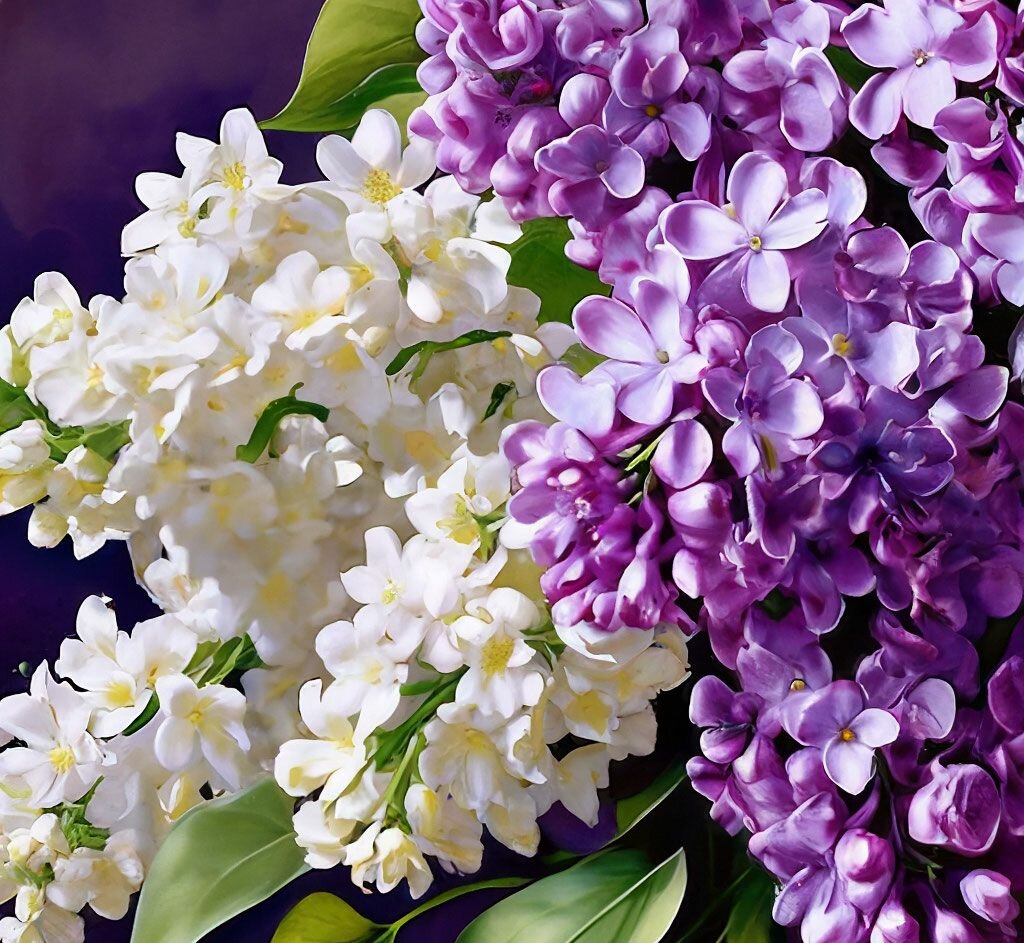 Картина по номерам масляными красками на подрамнике и подложке. Сирень.