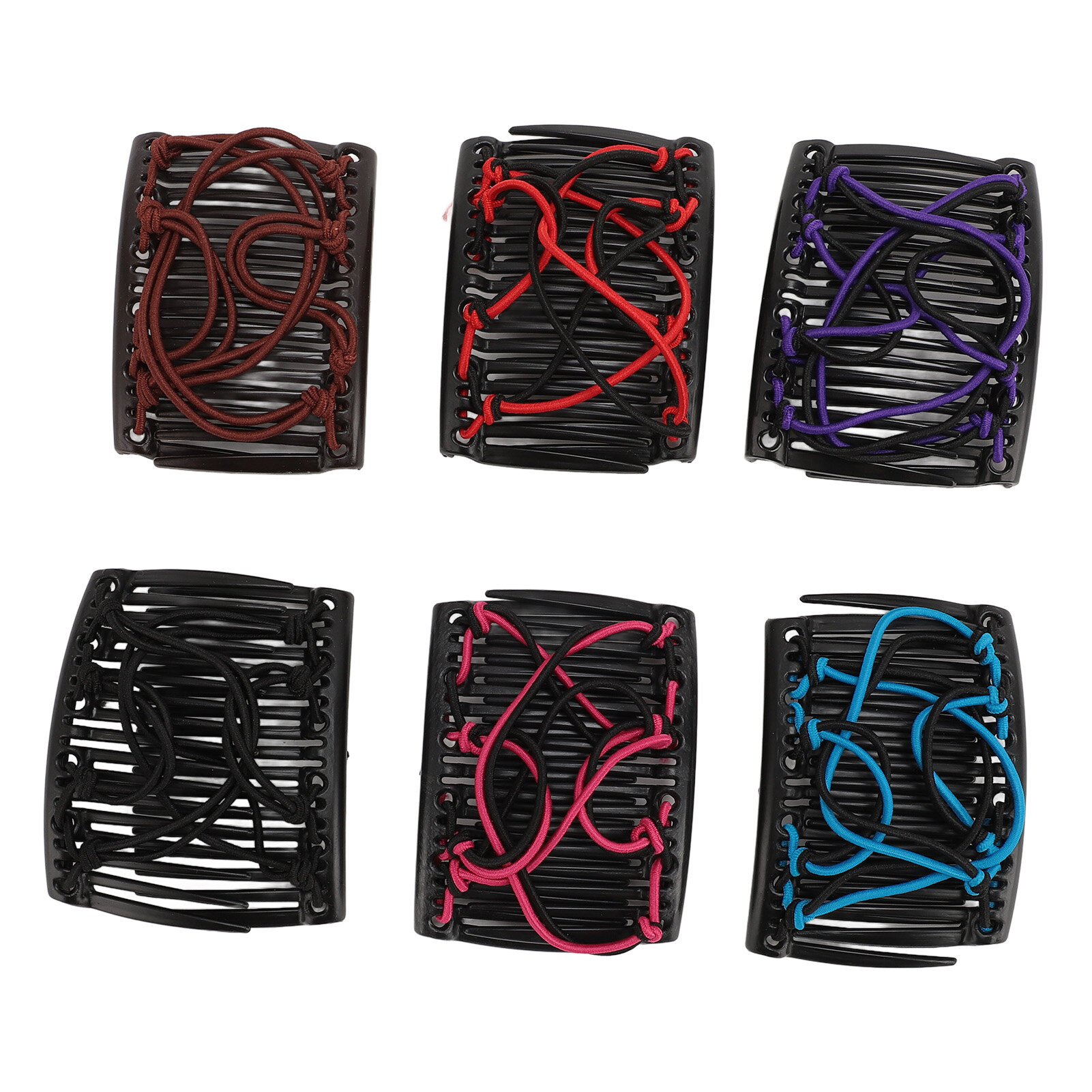 Набор из 6 эластичных волшебных расчесок для волос, винтажные эластичные двойные расчески, заколки для волос, многофункциональные аксессуары для волос для женщин и девочек