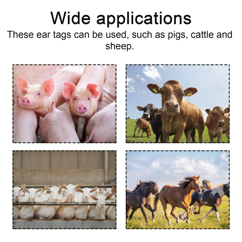 Плоскогубцы для установки ушных бирок для скота, со 100 бирками и 2 штифтами, для КРС, овец, свиней.