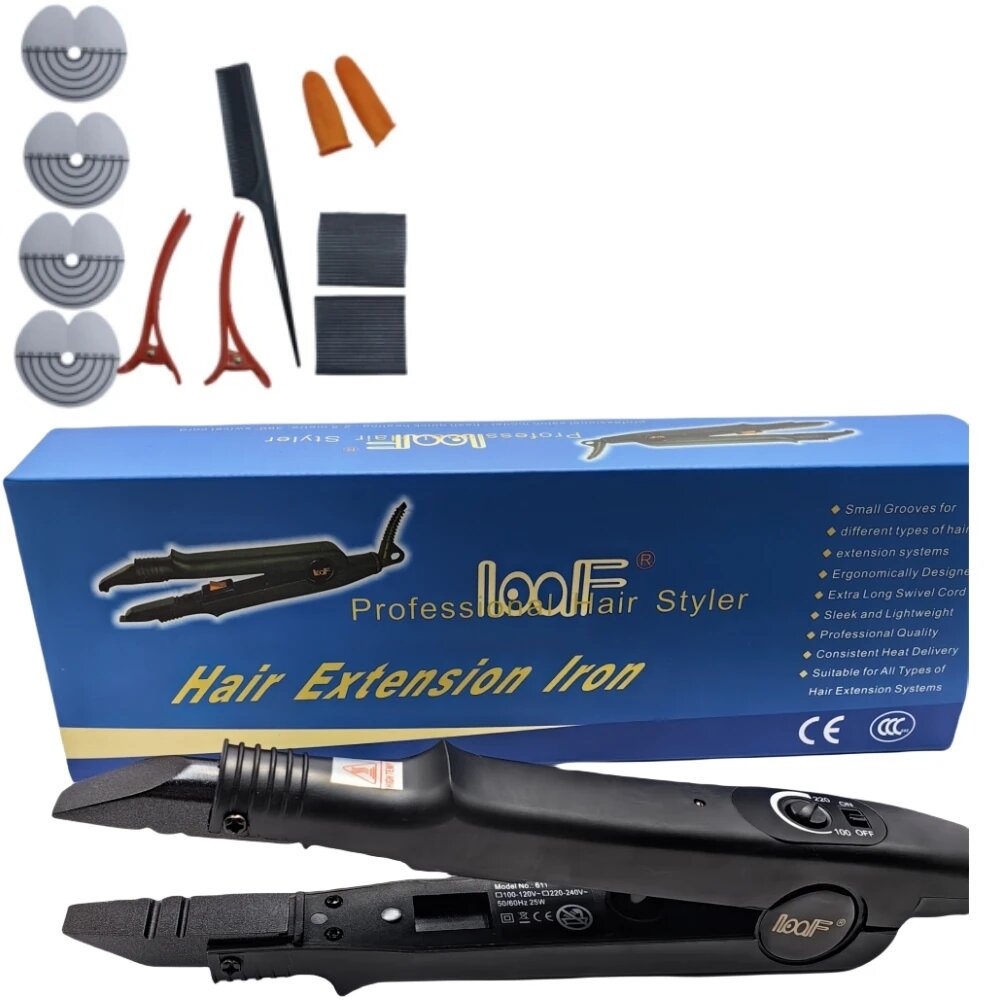 Loof Professional Умные мини-щипцы для наращивания волос 220℃ 611 Black B tip