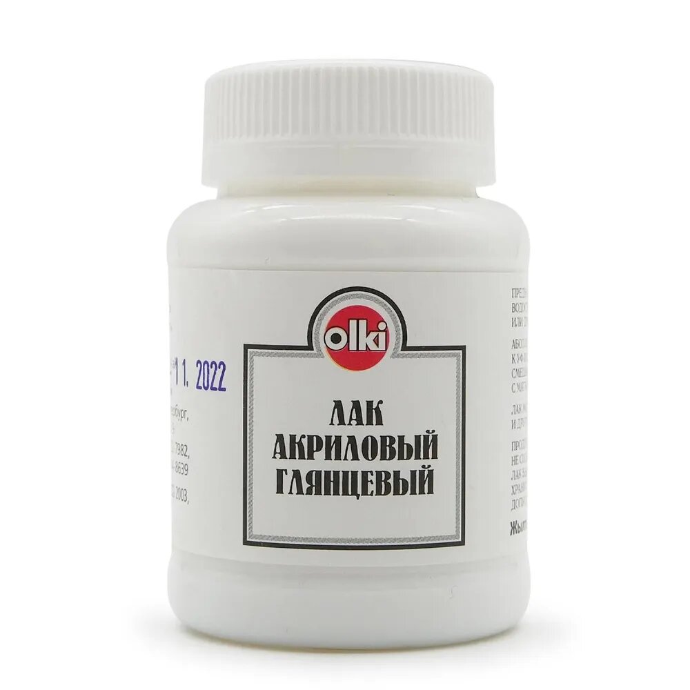 Лак OLKI, акриловый, глянцевый, для дерева и текстиля, прозрачный, 100мл