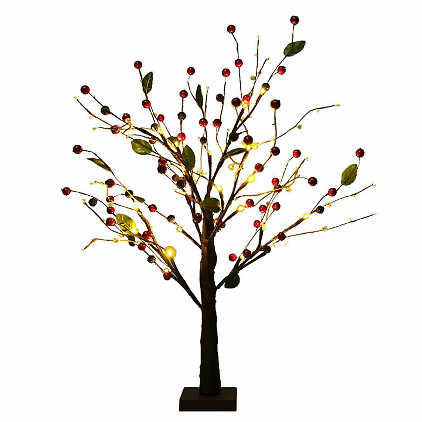 Красная светодиодная лампа из фруктового дерева, высота 55 см, домашний декор в стиле ретро, форма ягодной ветки, красочные светодиодные фонари для спальни или гостиной