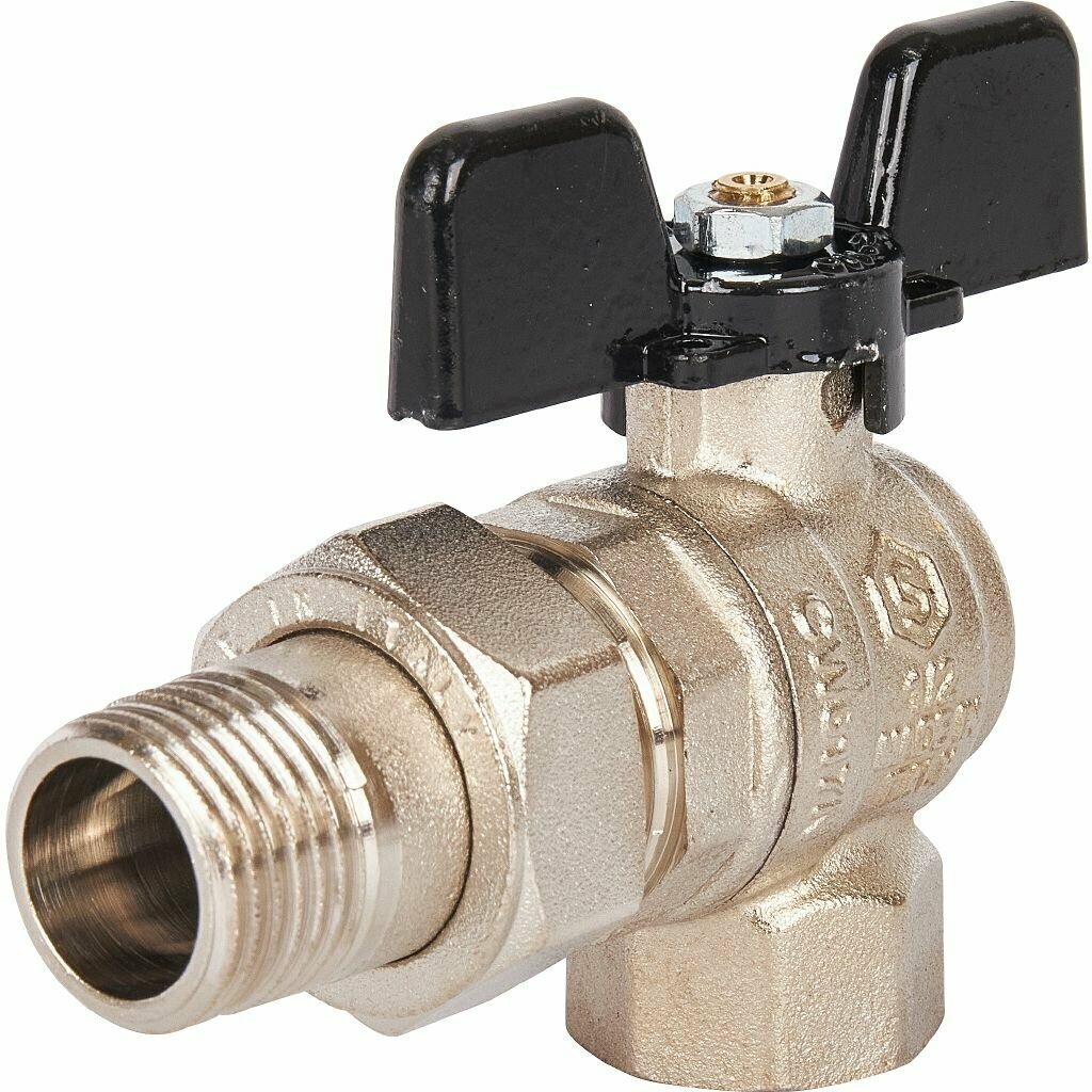 Кран шаровый STOUT полнопроходной угловой, ВР/НР, ручка бабочка 1/2, американка, SVB-0008-000015
