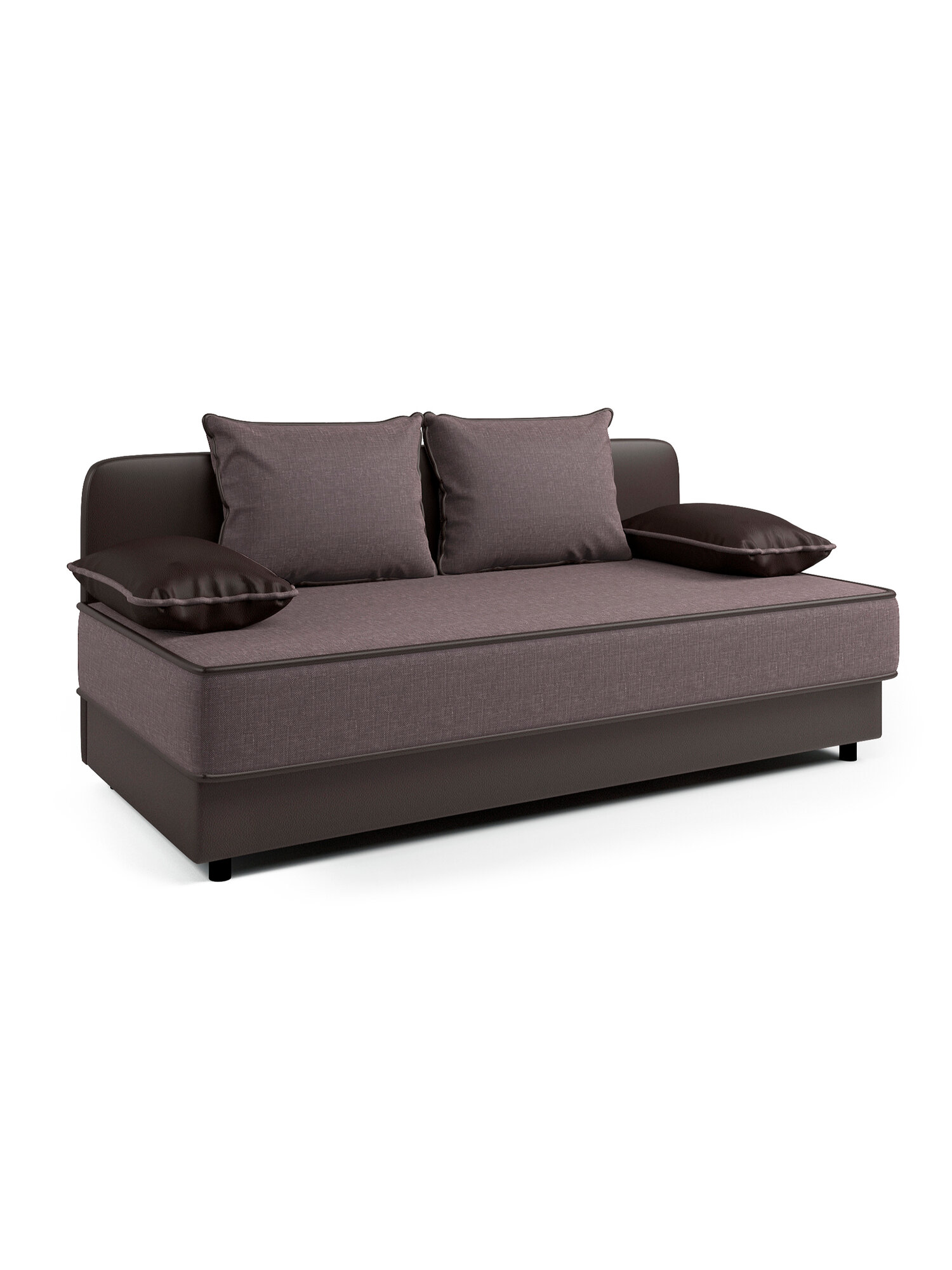 Диван кушетка Прима 194х81х82 см, подъемный механизм, ящик для белья, рогожка латте и экокожа шоколад