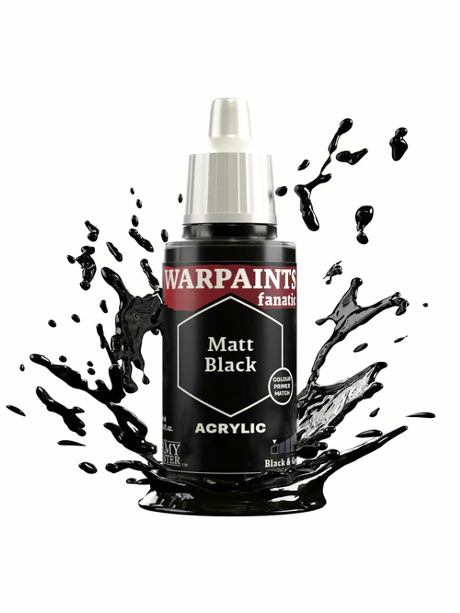 Краска акриловая Army Painter серии Warpaints Fanatic - Matt Black WP3001, 18 мл