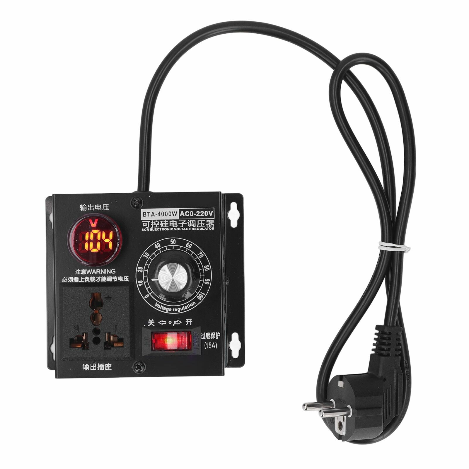 Регулятор мощности 4000W, симисторный, 220В AC, с евровилкой