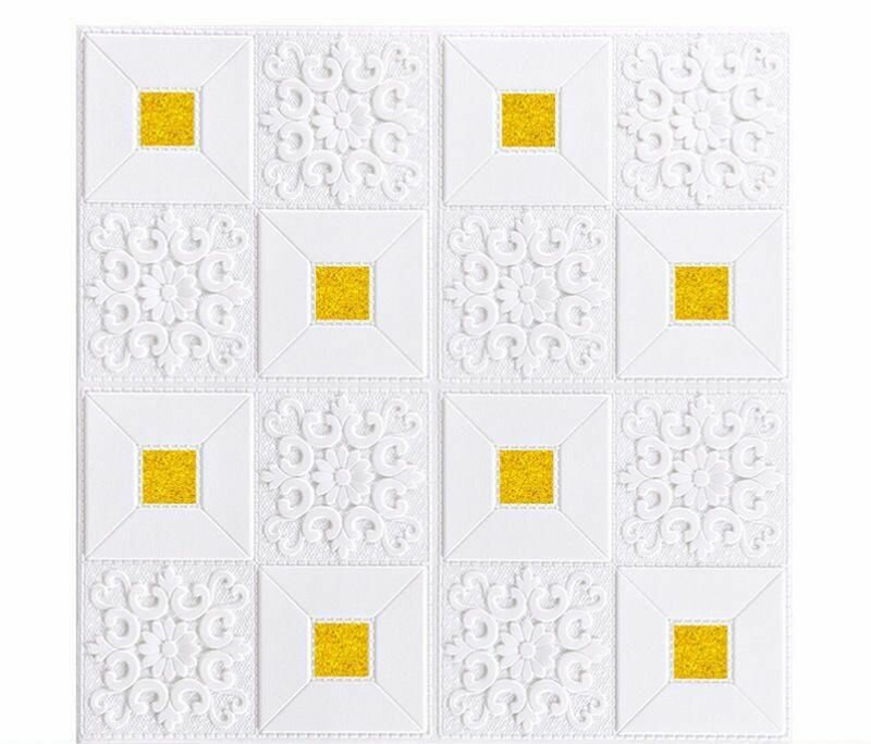 Самоклеящиеся панели для стен 3д пвх белые под кирпич 70х70 см 10 шт для дизайна комнаты, кухни, ванной, для отделки потолков , HUOJIAN