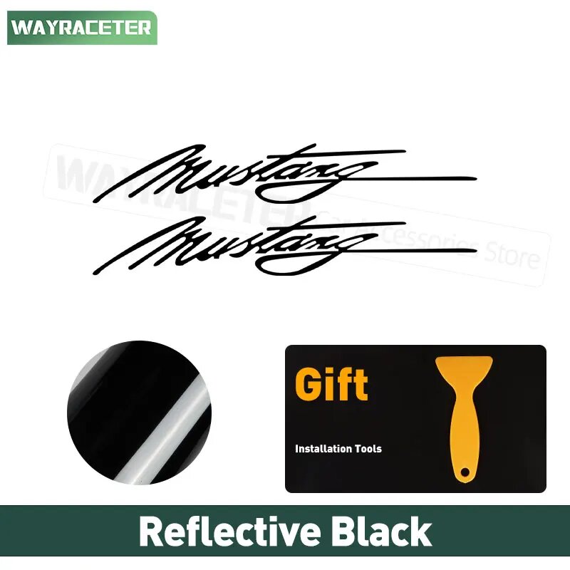 2 шт. креативные наклейки на окна автомобиля, светоотражающие виниловые наклейки с надписями на корпусе для Ford Mustang GT Shelby Mach-E, аксессуары Reflective black