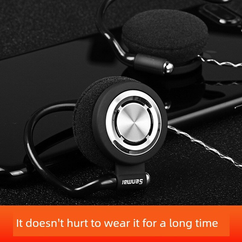 Проводные наушники-закладки для спорта и мобильного использования с разъемом 3.5 мм - черный цвет