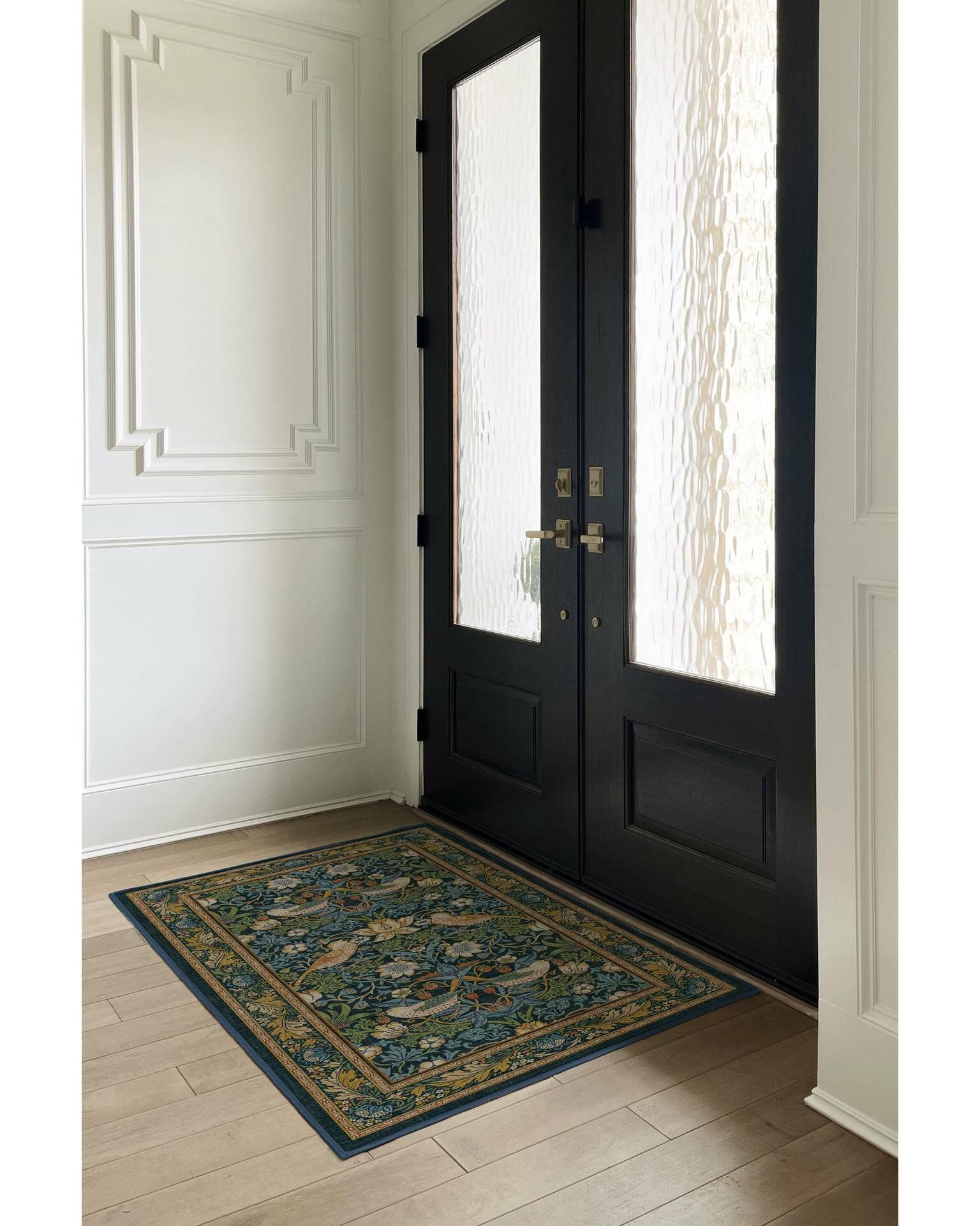 Темно-синий симметричный ковер с изображением птицы, хлопок/полиэстер, 1.2x1.8м