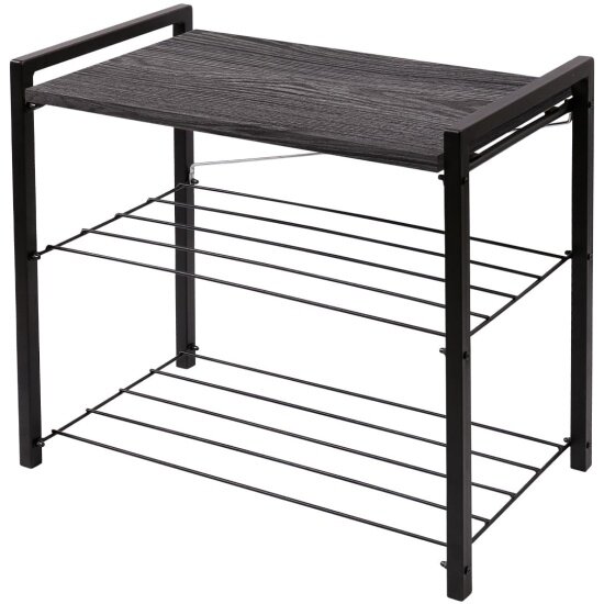 Этажерка для обуви Nika ЭКТ3-60Л с сиденьем, ясень черный/матовый черный (ЭКТ3-60Л/ЯЧ)