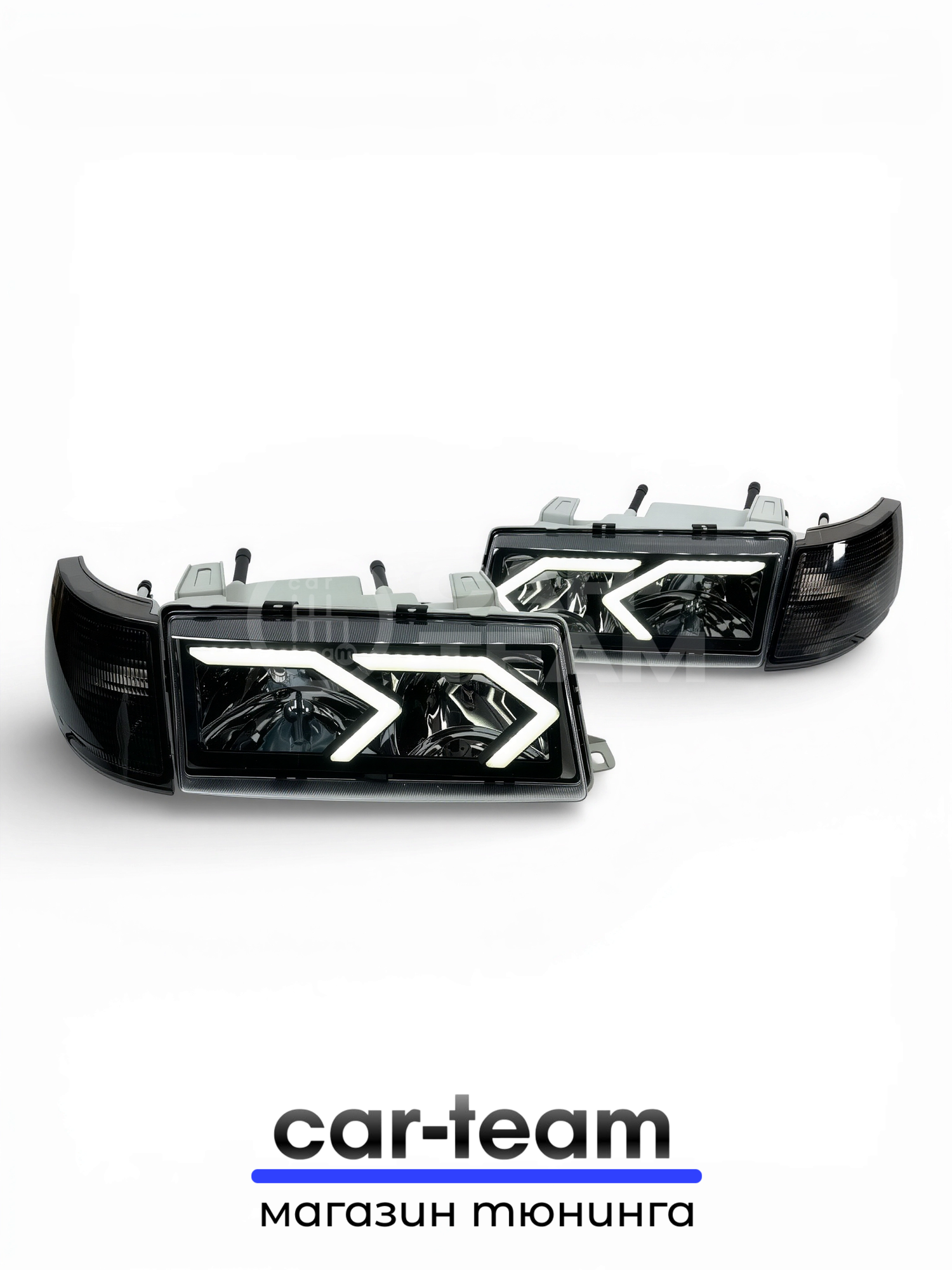 Фары на ВАЗ 2110, 2111, 2112 передние с тонированными галочками в стиле AMG, тонированные поворотники