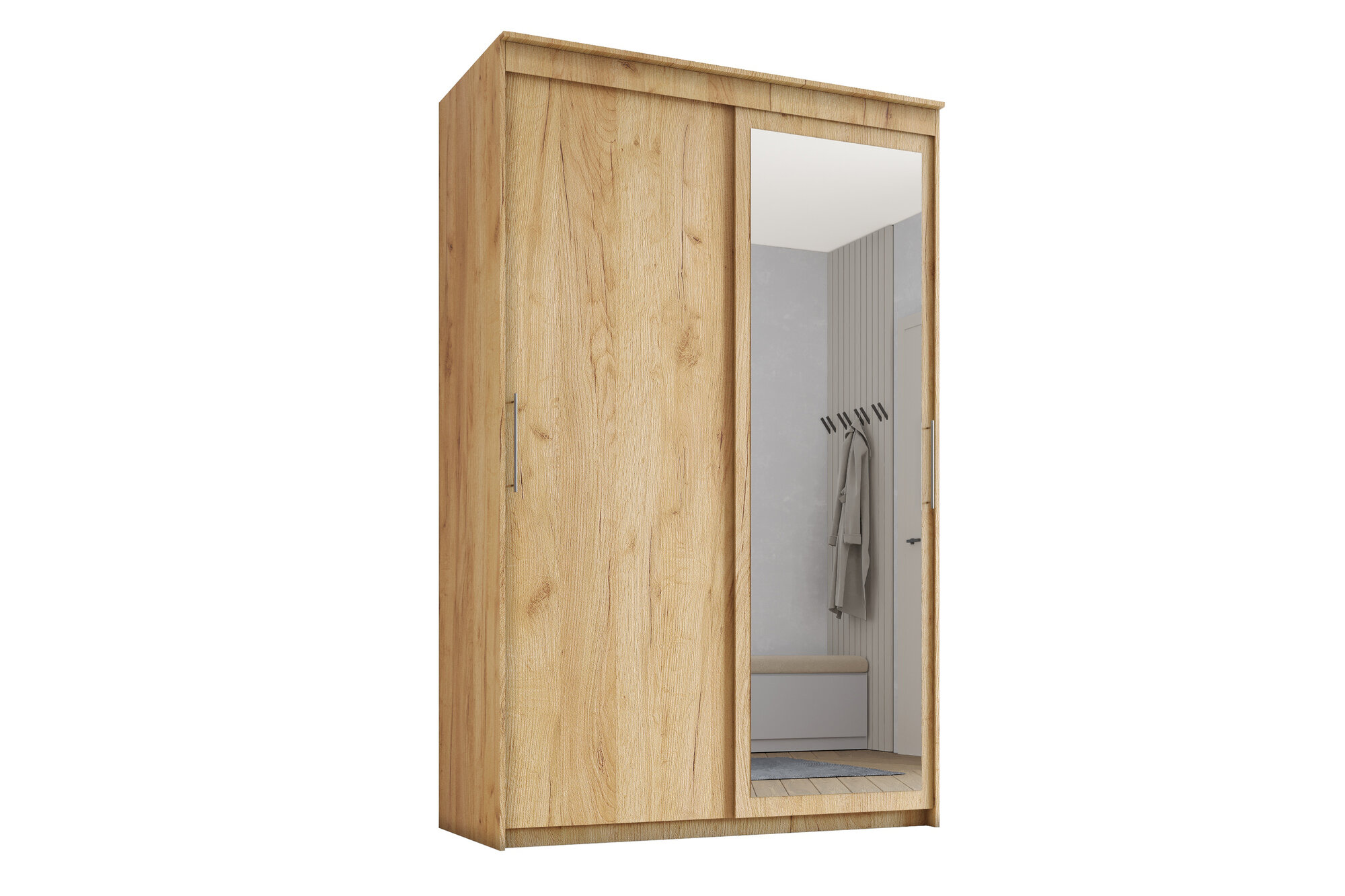 Шкаф-купе Бася 2 с зеркалом 80-45-200 дуб крафт золотой наполнение платье